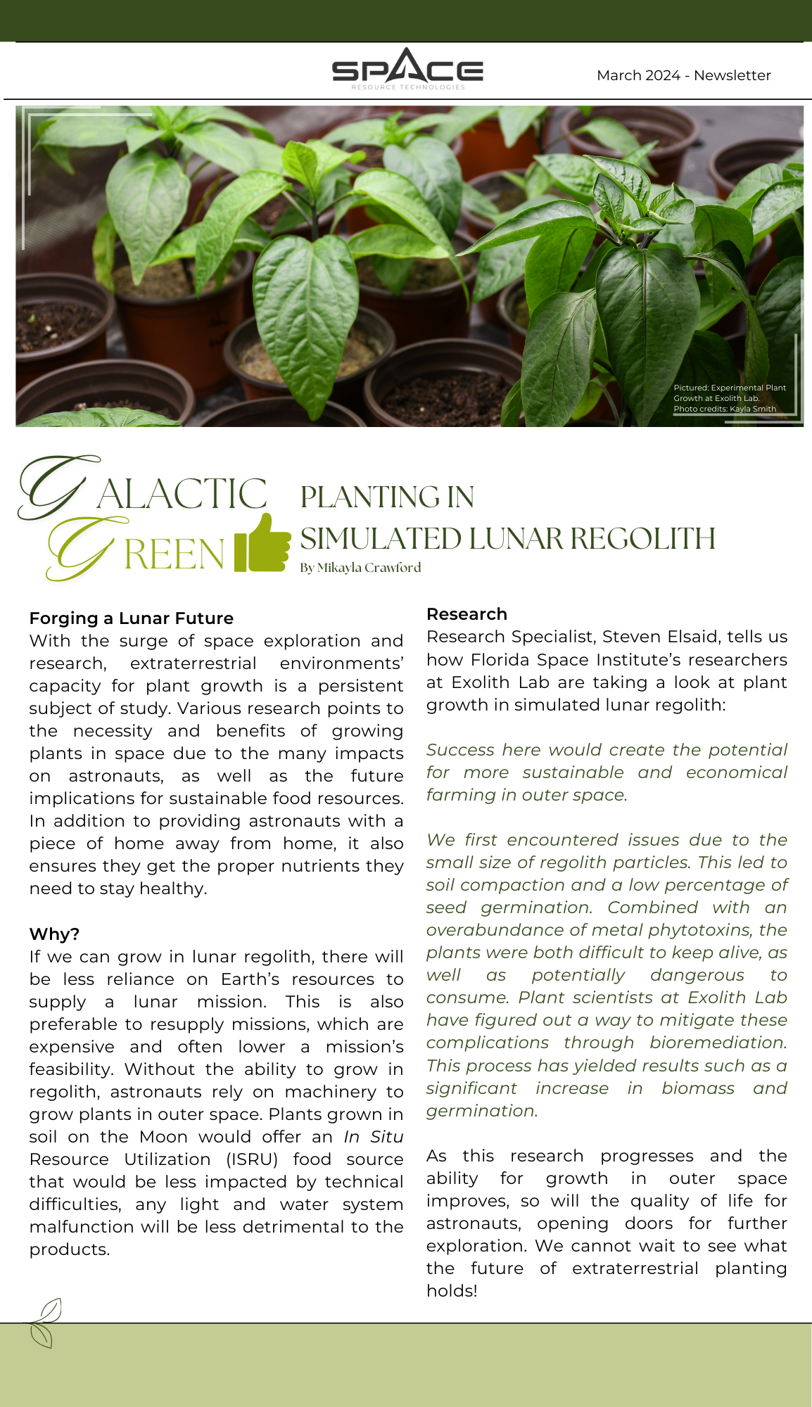 Galactic Green Thumb: Planting in Simulated Lunar Regolith